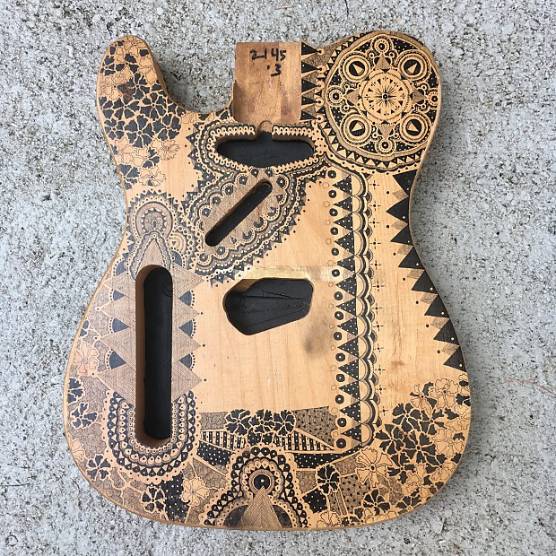 Hand Drawn Customized Art lefty Tattooed Tele Telecaster | Reverb