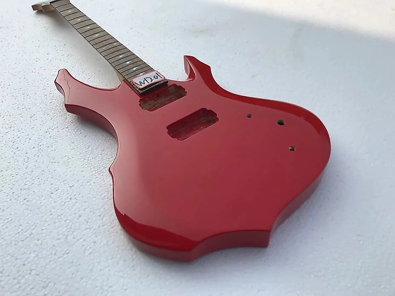 Glossy Red DIY Guitar Double Cutaway Body with Neck | Reverb