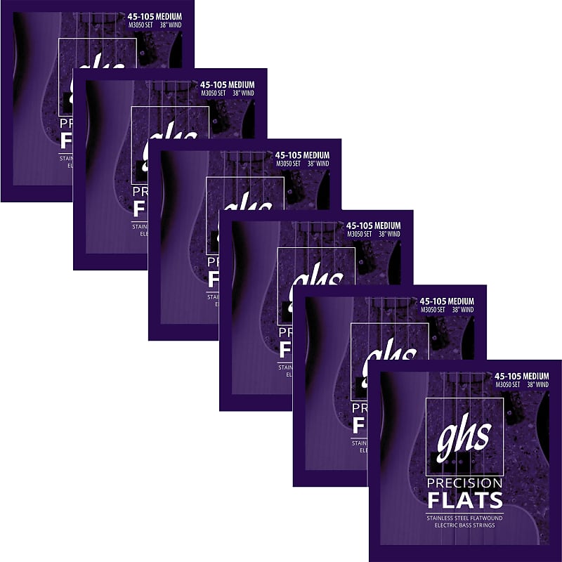 6 Sets GHS M3050 Precision Flatwound Long Scale Medium Plus | Reverb