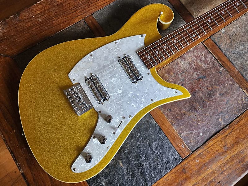 Waterstone Sandman Epiphone-style scroll guitar HH - gold | Reverb