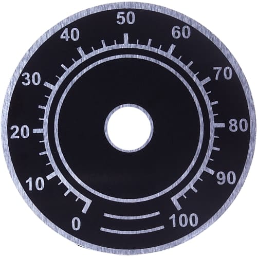 60 mm Dial Plate - 0 to 100, Black on Brushed Metal | Reverb