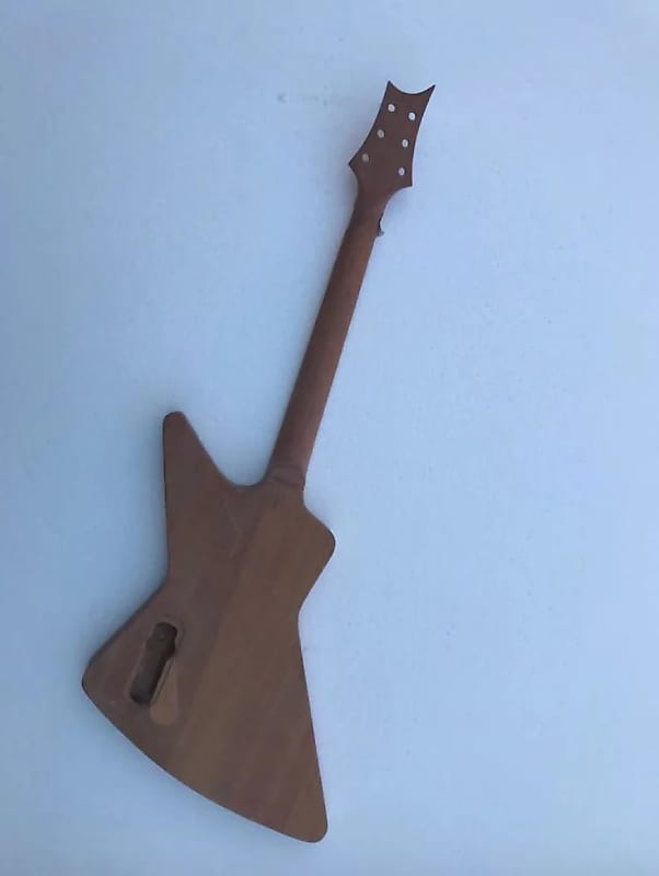 Unfinished Okoume Wood Explorer Style Guitar Body with Neck | Reverb