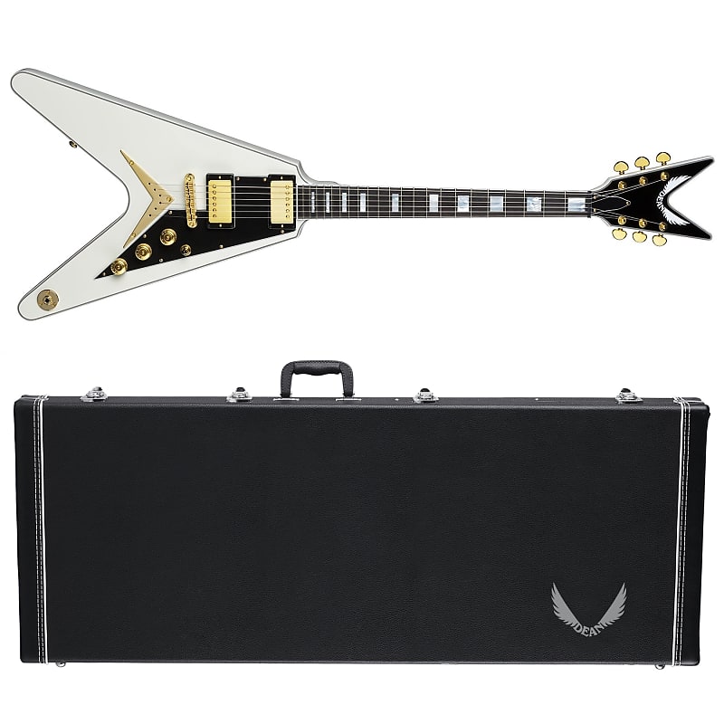 Dean Christian Martucci V Vintage White Electric Guitar + | Reverb