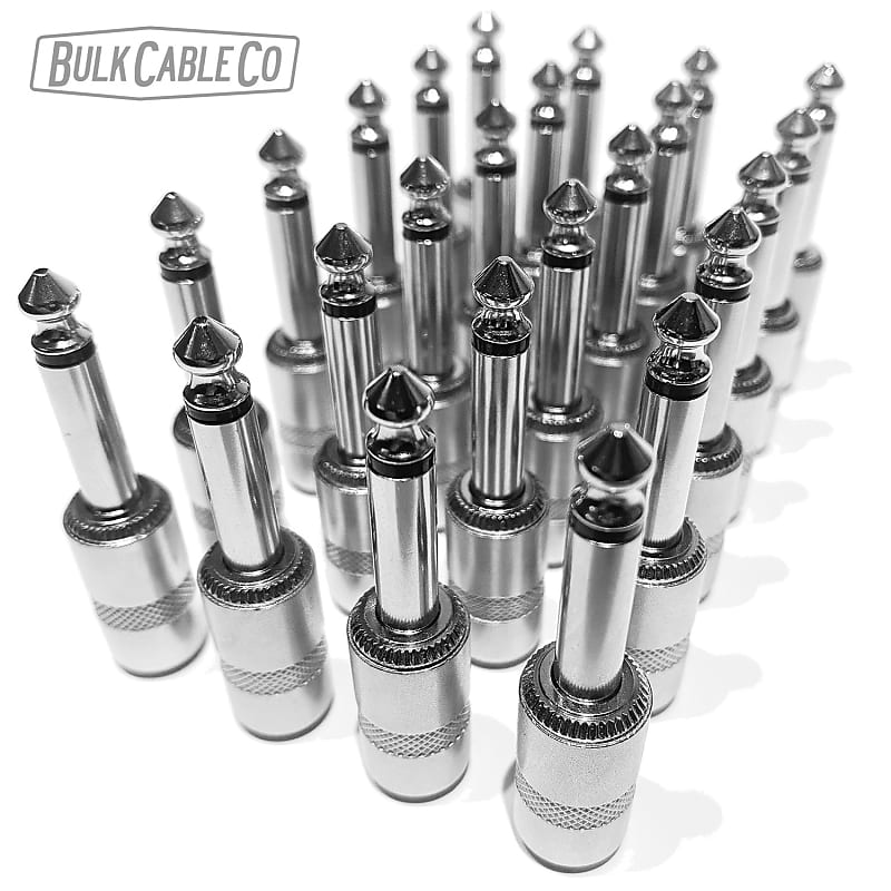 24 Pack - BulkCableCo 1/4" Straight Short Body Connectors - | Reverb