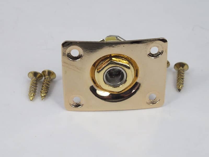 Gold Rectangular Jack Plate & Socket for Les Paul, Tele Style | Reverb