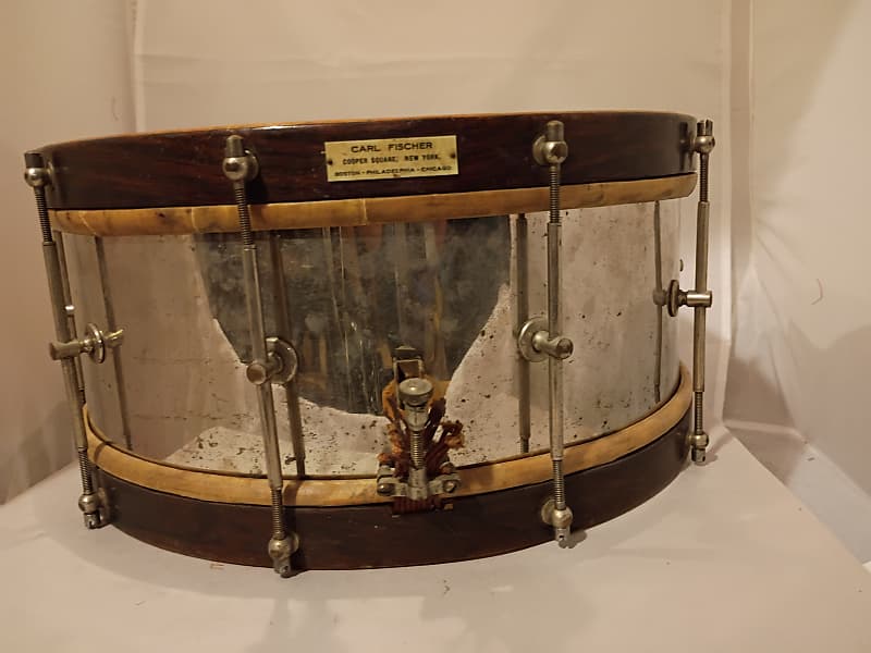 Carl Fisher Snare drum 1920s - Chrome over brass | Reverb