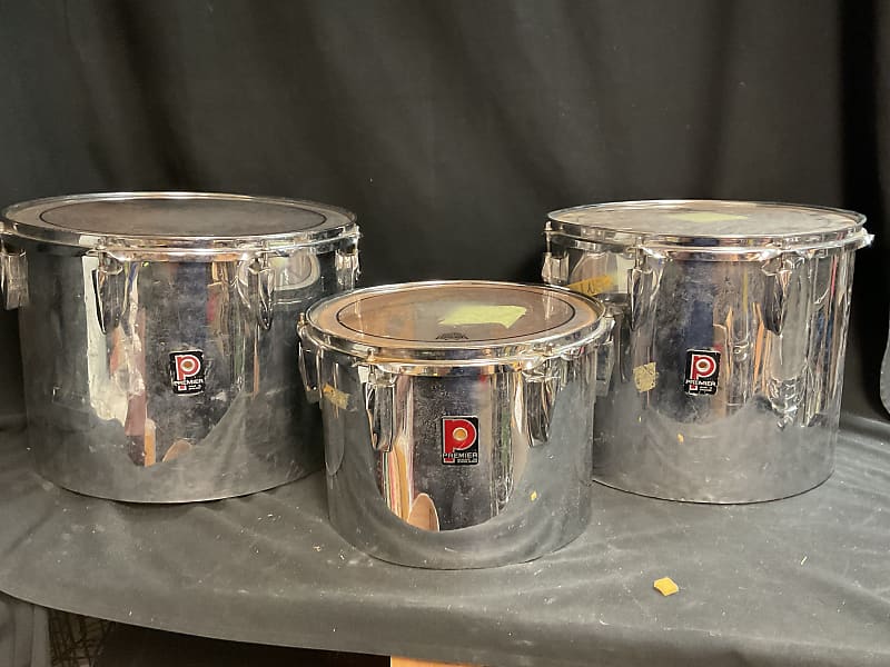 Premier Vintage Marching Toms - Silver 16”, 14”, 12” | Reverb
