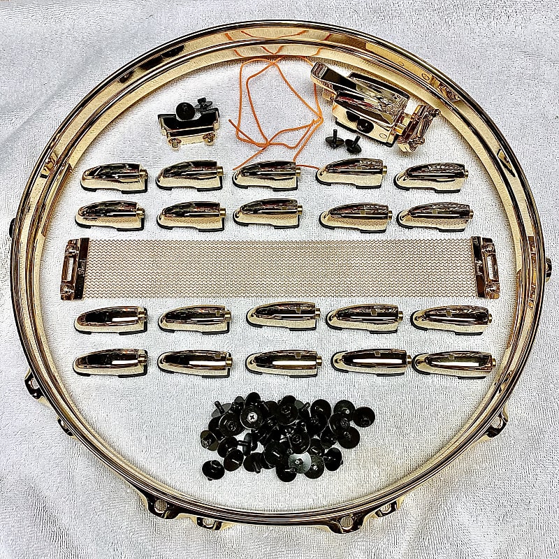 Pearl Gold Snare Drum Hardware - Lugs, Hoops, Strainer, Wires | Reverb