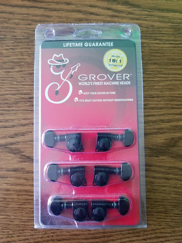 Grover Mid-Size Rotomatic Tuners - 3+3 - Black Chrome | Reverb
