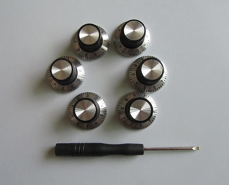 Chrome 10 Piece Guitar AMP Amplifier Effect Pedal Knobs | Reverb