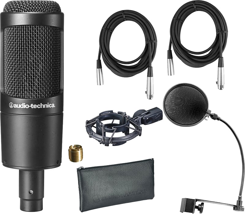 Audio Technica AT2035 W/Shock Mount , Pop Filter, and (2) 20' | Reverb