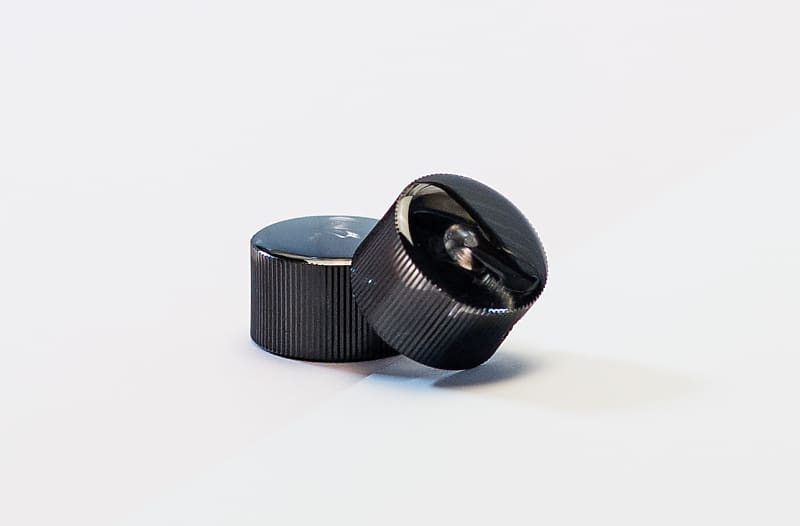 Black & Clear Ribbed Set Screw Knob Duo | Reverb UK