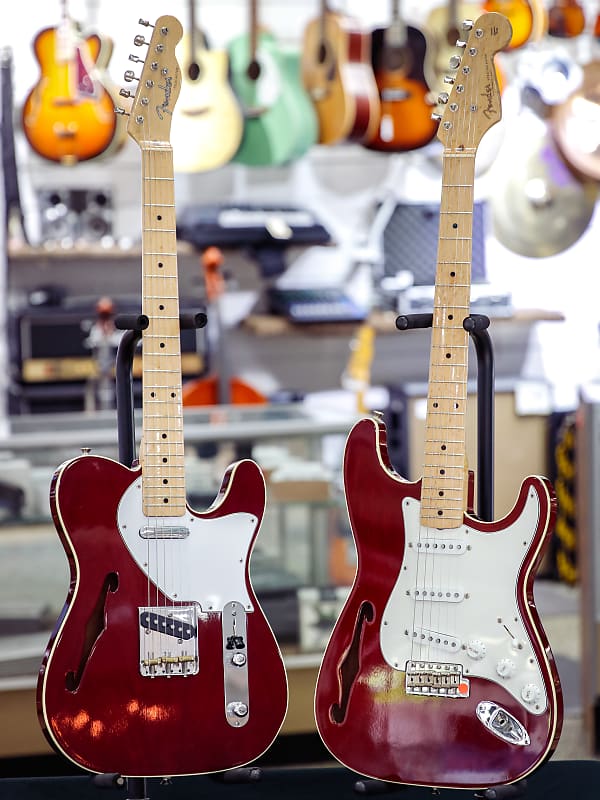 Fender Tele-Strat Thinline Match Set 1994 - Red Lacquer | Reverb
