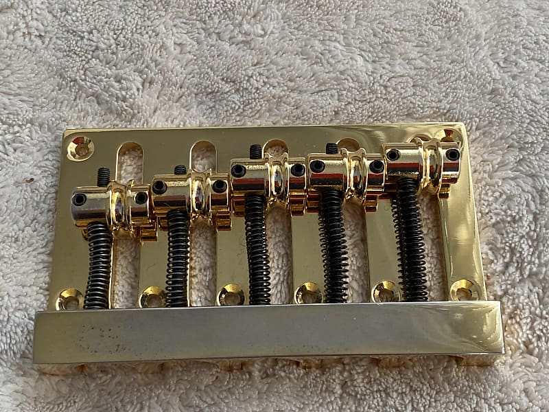 Tune (Gotoh?) 5-string bass bridge 18mm - Gold | Reverb