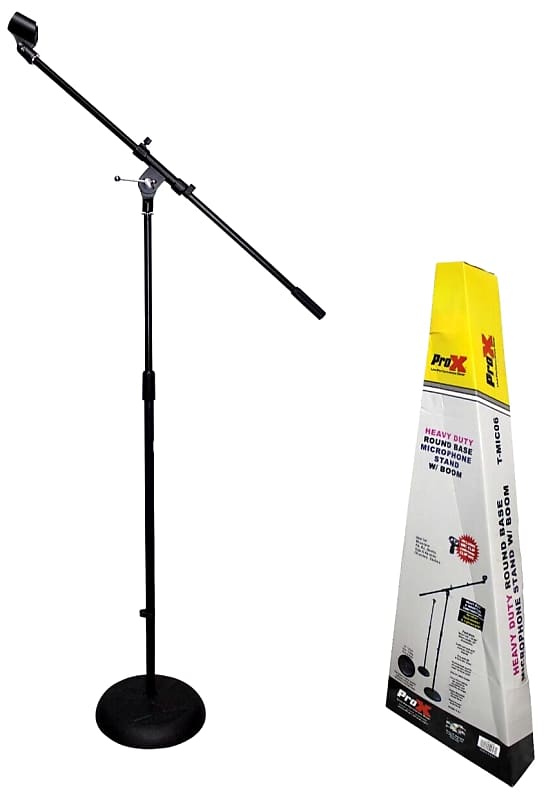 ProX T-MIC06 Round Base Microphone Stand With Boom Clip | Reverb