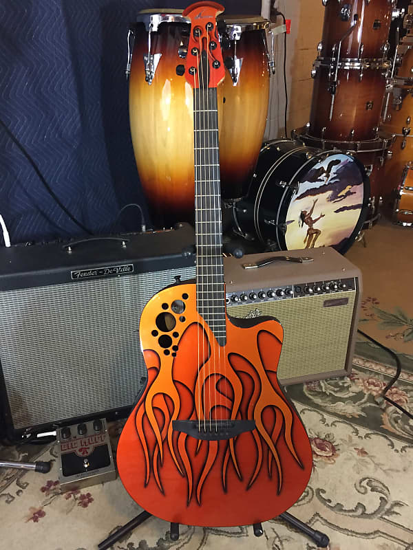 Ovation GCXT Acoustic Electric Guitar Flame Orange | Reverb