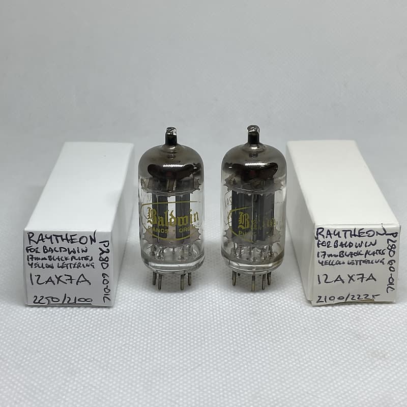 Well Matched Pair (6.6%) Raytheon 12AX7A Long Black Plate | Reverb
