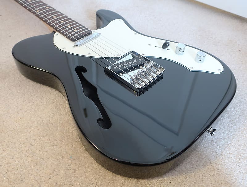 Fender Squier Vintage Modified Thinline Telecaster Black | Reverb