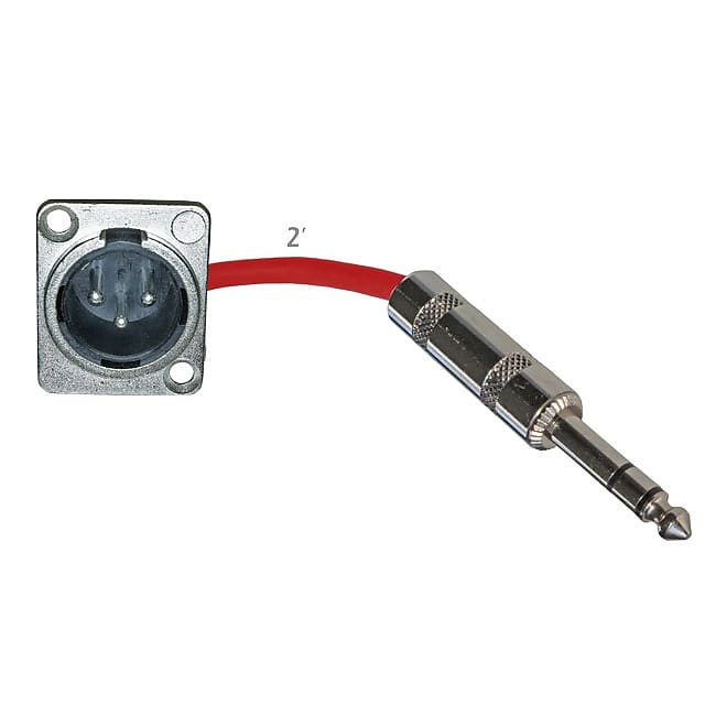 2ft Drop-In Panel Mount Pigtail Cable Red: Panel Mount XLR | Reverb