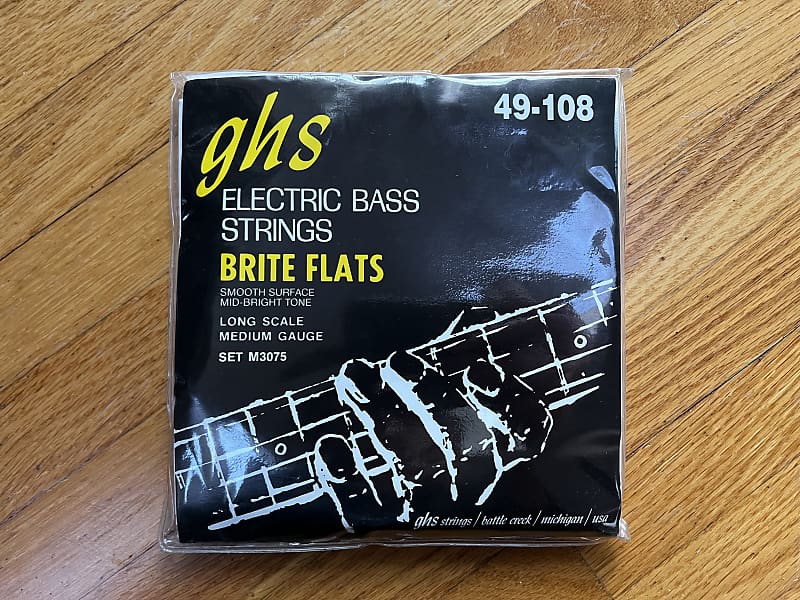 GHS M3075 Brite Flats for Bass - 49-108 Long Scale, Medium | Reverb