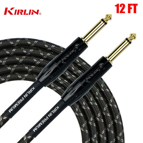 Kirlin Premium Plus Instrument Cable, 12 Feet, Black Tweed | Reverb