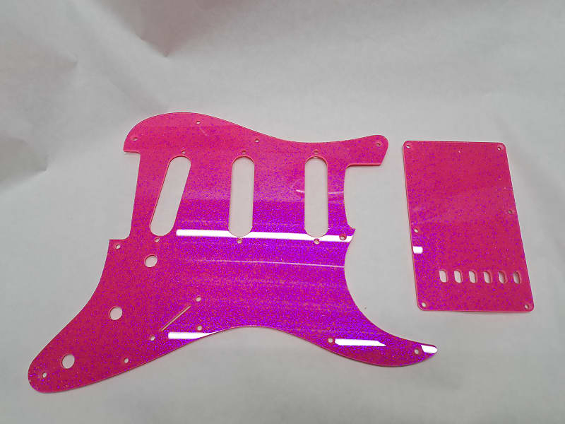 Hot Pink Sparkle Glitter SSS pickguard + trem cover set | Reverb UK