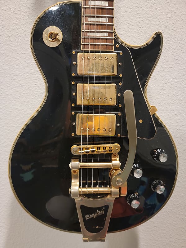 Burny Les Paul 3 pickup black beauty with bigsby | Reverb