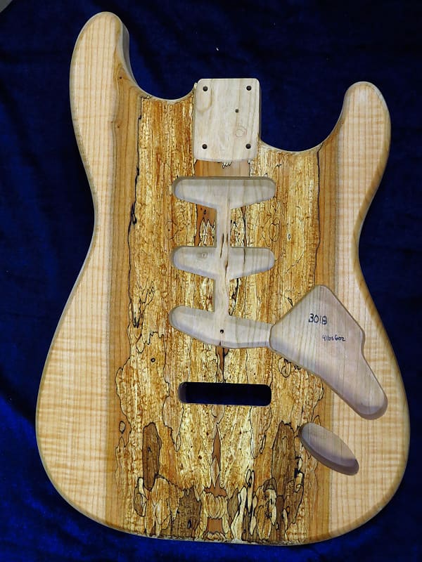 Flamed Spalted Maple Top/ Aged Cherry Strat Style body - | Reverb