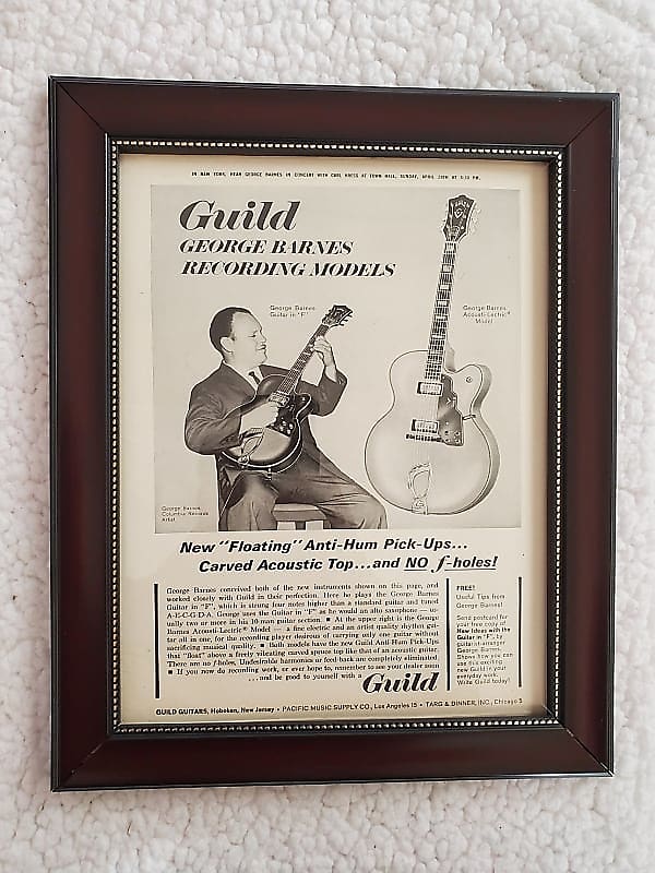 1962 Guild Guitars Promotional Ad Framed George Barnes Model | Reverb