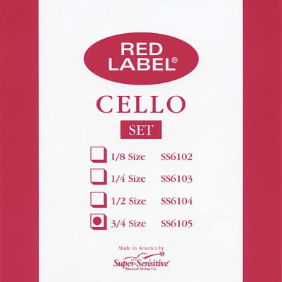 Super-Sensitive 6105 Red Label Cello String Set - 3/4 Size | Reverb
