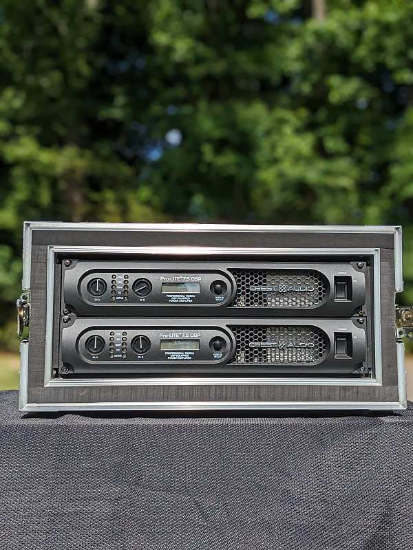 Two Crest Prolite 7.5 DSP Amps with Shock Rack | Reverb