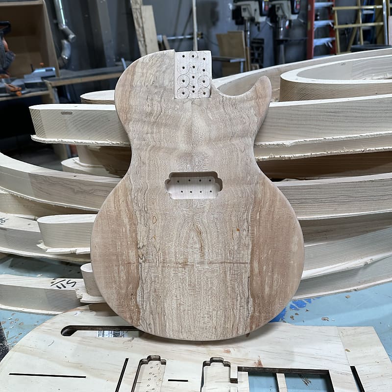 SHC - Les Paul Jr Style - spalted maple - hard maple and red | Reverb