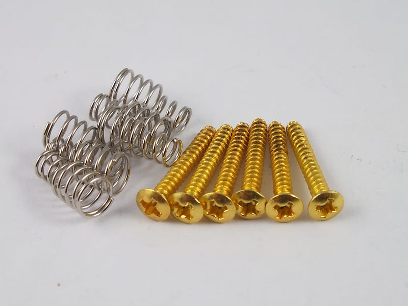6 Gold Countersunk Pickup Height Adjustment Screws & Springs | Reverb