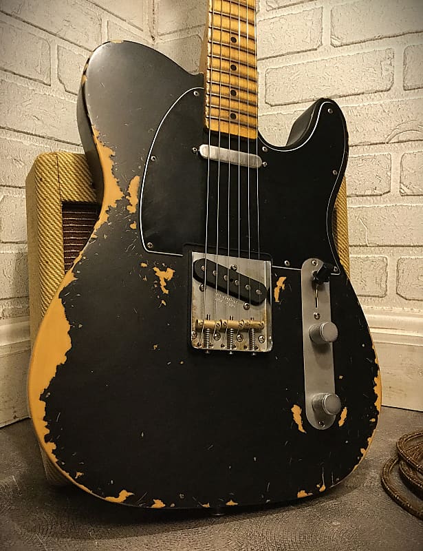 Relic Fender Telecaster Electric Guitar Road Worn Black by | Reverb