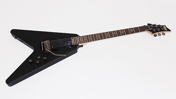 Schecter Demon V-1 Custom FR Black Flying V Electric Guitar | Reverb
