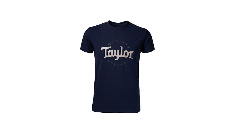 Taylor Mens Classic 2-Color T-Shirt, Navy with Grey Logo, | Reverb