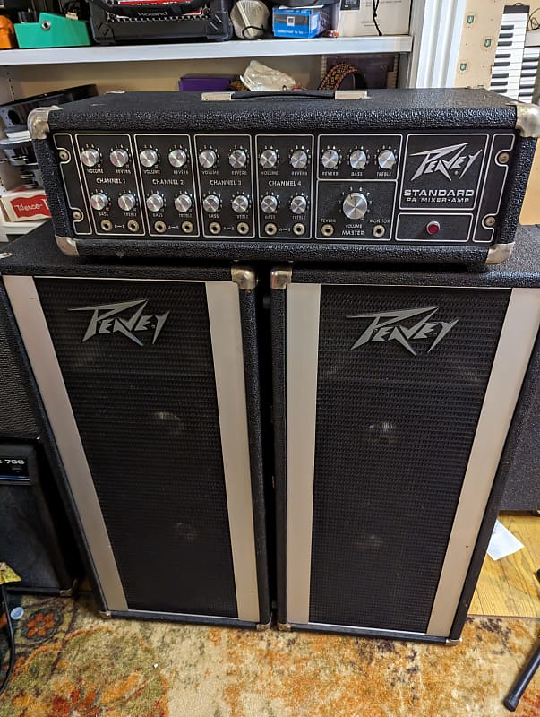 Peavey Standard PA Mixer Amp with 2 212H Column Speakers | Reverb
