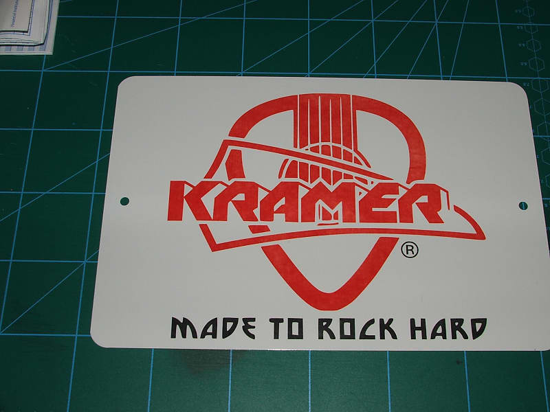 Kramer Guitars Made to Rock Hard Metal wall sign White 12"x8" | Reverb