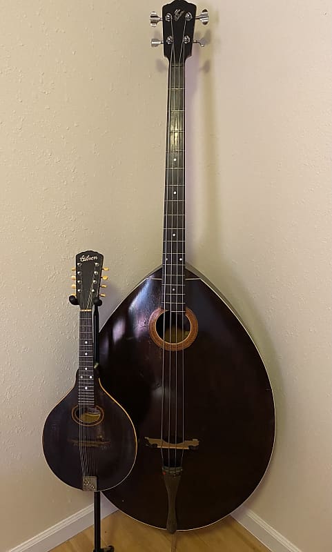Used 1914 Gibson Mandobass with matching 1921 mandolin | Reverb