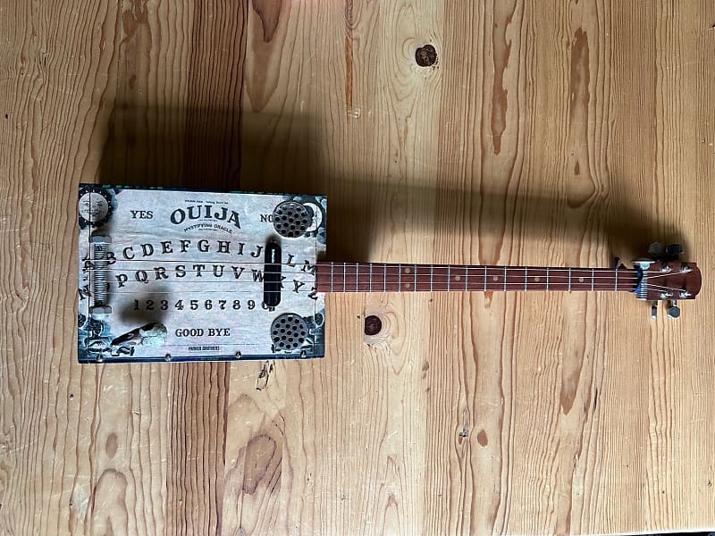 Hand made cigar box slide guitar Slide Guitar - decoupage | Reverb