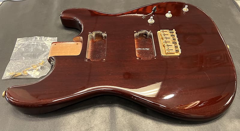Stratocaster Strat HH Hardtail body Oxblood Gold Hardware | Reverb