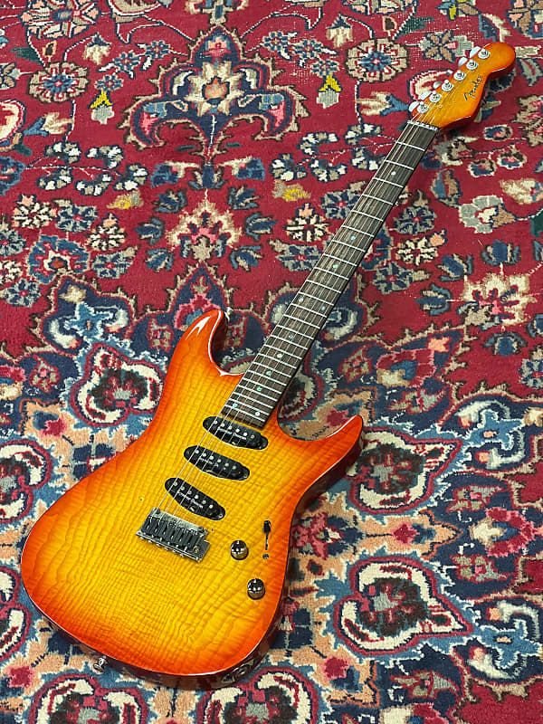 Fender Showmaster FAT SSS Flame Ash Cherry Burst | Reverb