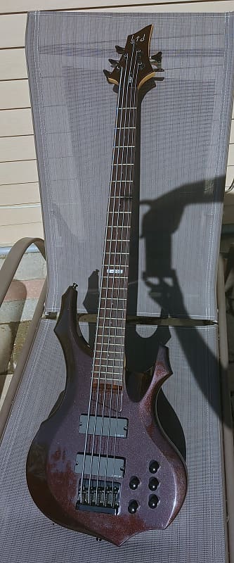 ESP/LTD Purple sparkle F-205 5-string bass guitar | Reverb