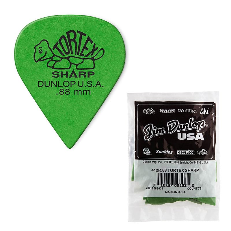 Dunlop 412R.88 Tortex Sharp Guitar Picks .88mm 72-Pack | Reverb