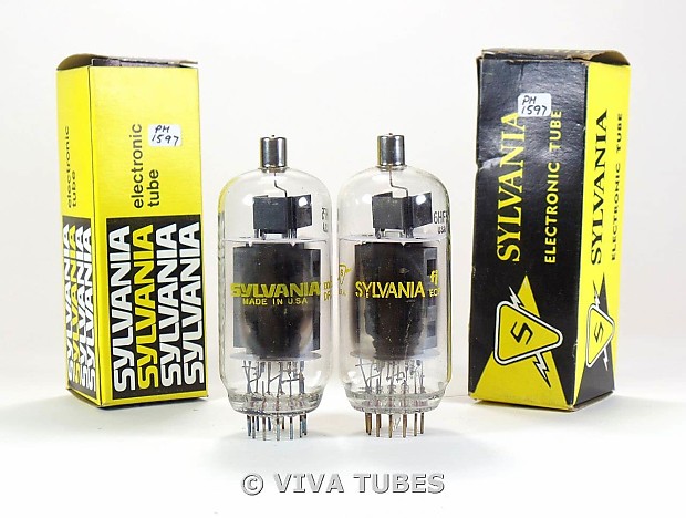 NOS NIB Matched Pair Sylvania USA 6HF5 Grey Plate 2 Side O | Reverb