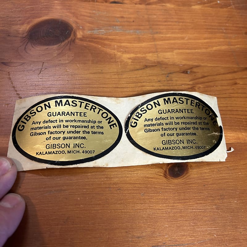 Lot of 2: 1970's Gibson Mastertone Gold Banjo Labels N.O.S. | Reverb