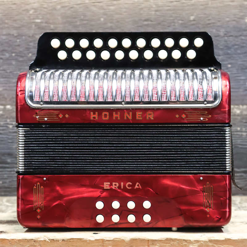 Hohner Erica 2-Row 8-Bass 21-Treble Button A/D Red Diatonic | Reverb
