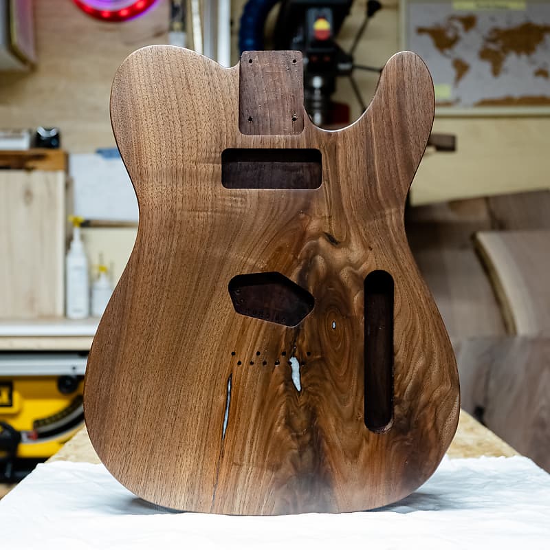 Black Walnut Telecaster Body / Solid One Piece Black Walnut | Reverb