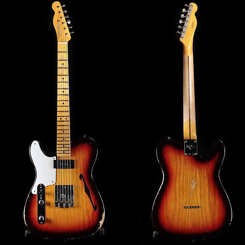 Fender Custom Shop P90 Thinline Tele chocolate sunburst lefty | Reverb