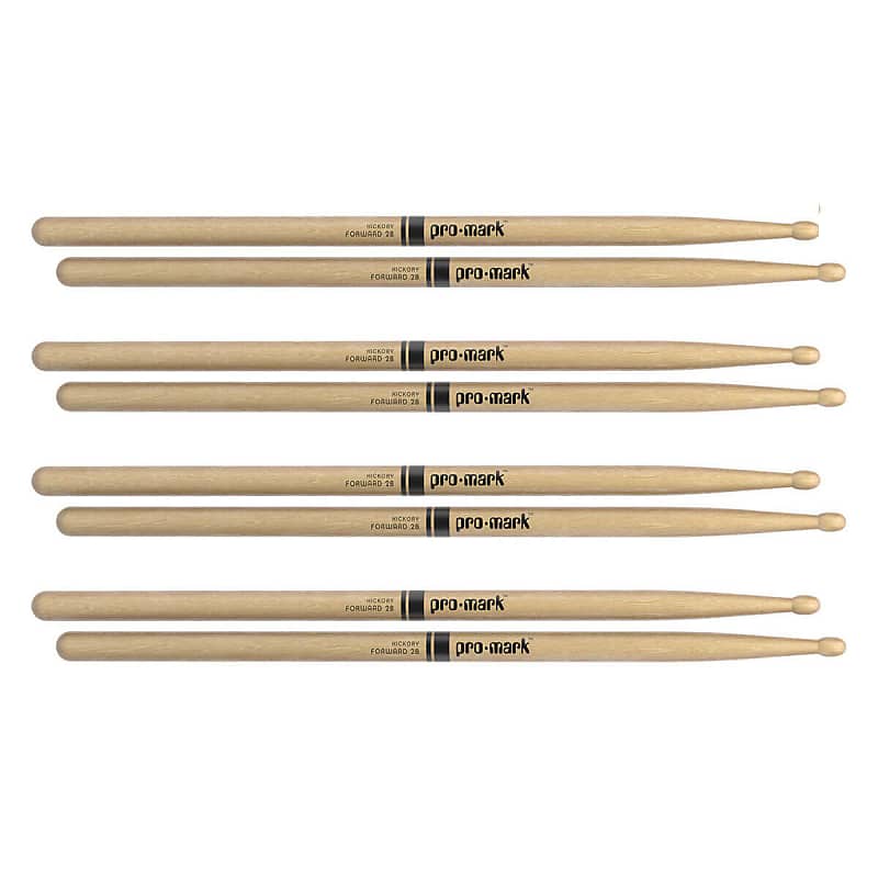 Promark Hickory 2B Wood Tip Drum Stick 4 Pair Bundle | Reverb
